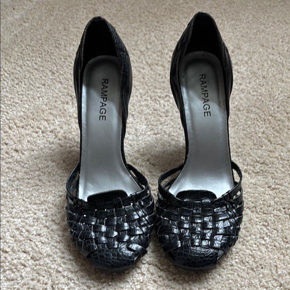 Rampage | Shoes | Rampage Black Heels With Intricate Design | Poshmark